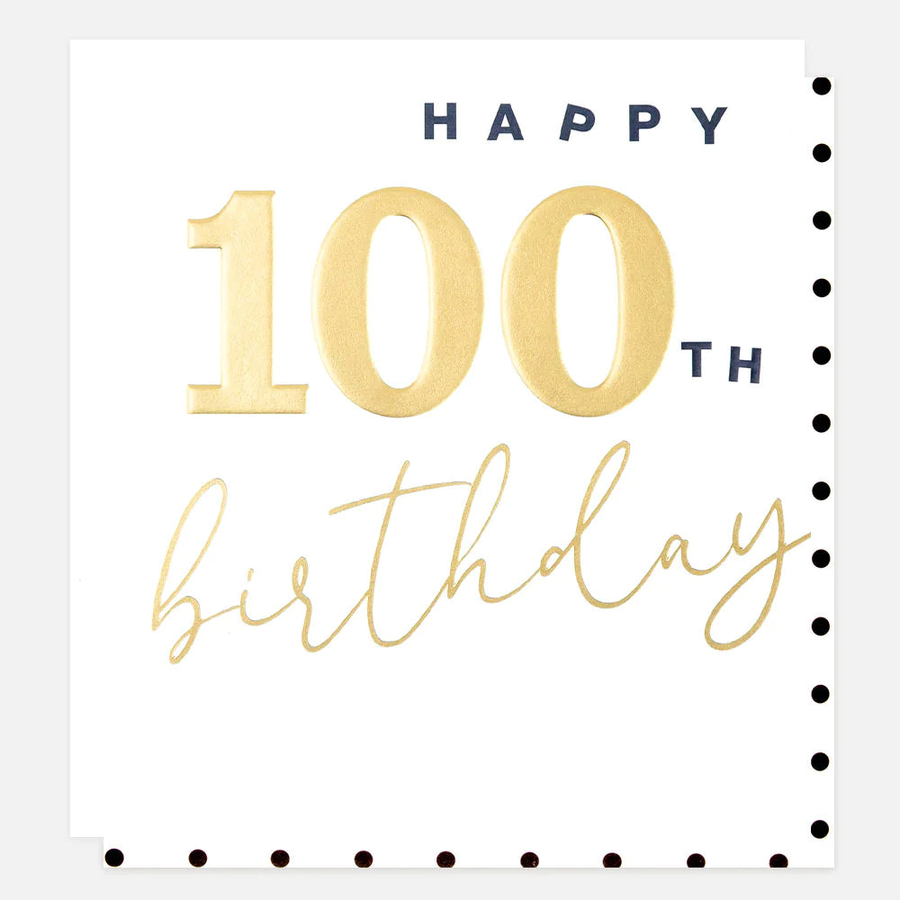 Gold Happy 100th Birthday Card – Cornucopia Home and Gift